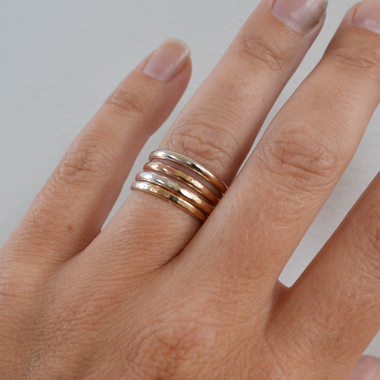 Bi-color Crescent Ring, Silver and Gold Midi Ring, Rose Gold Ring, Gold ...