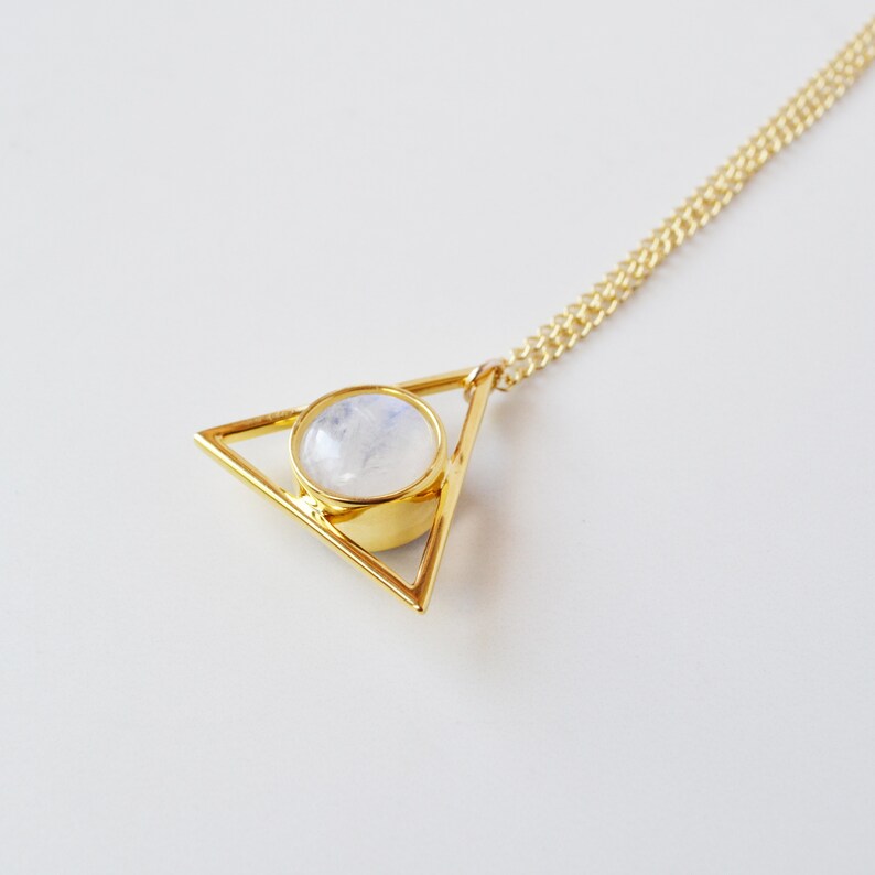 Moonstone and Larimar Two-Faced Triangle Necklace Double | Etsy