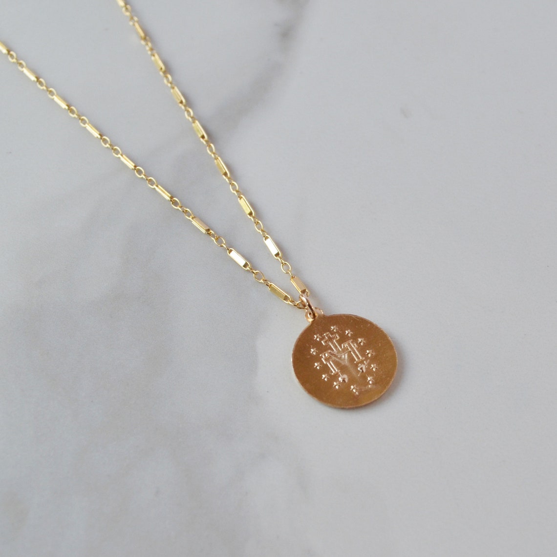 Gold Mary Coin Necklace Virgin Mary Necklace Gold Religious | Etsy