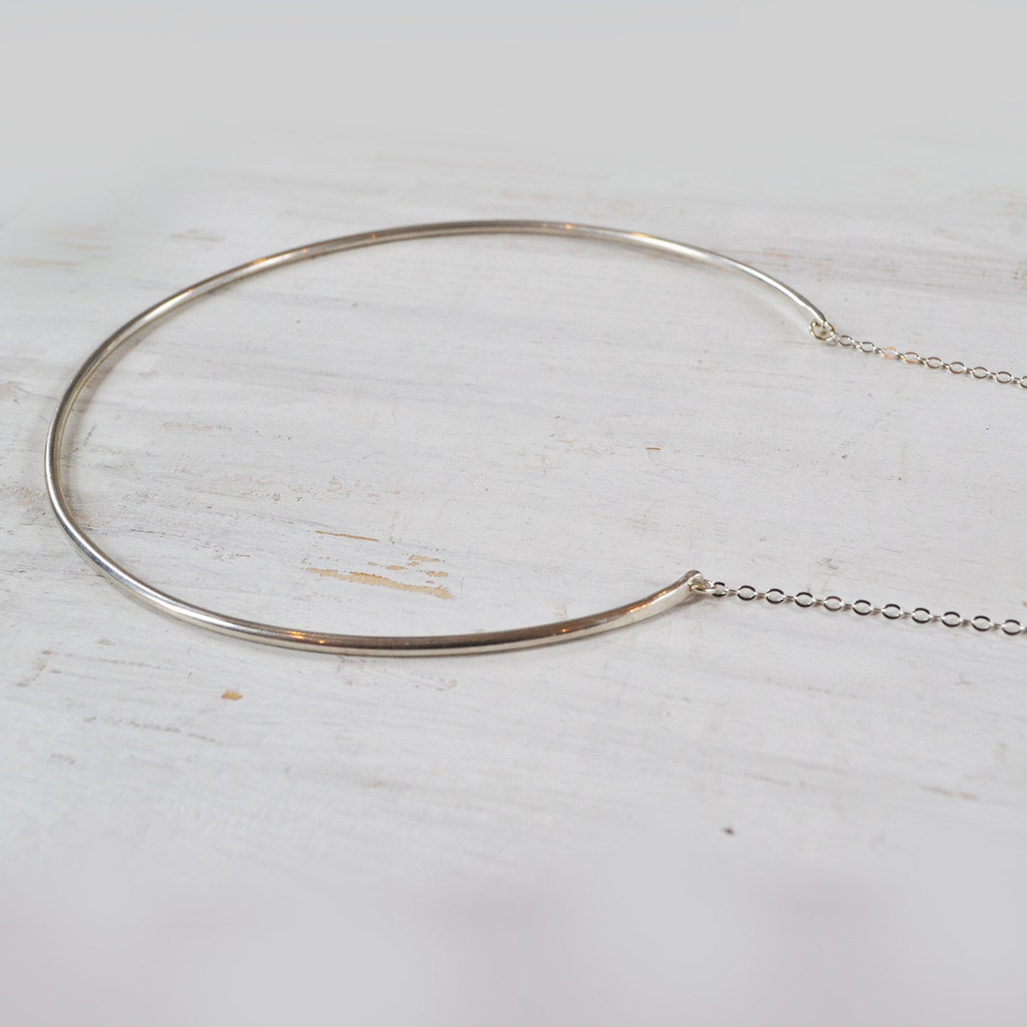 Gold Metal Choker With Long Chain, Gold Collar, Open Choker Necklace ...