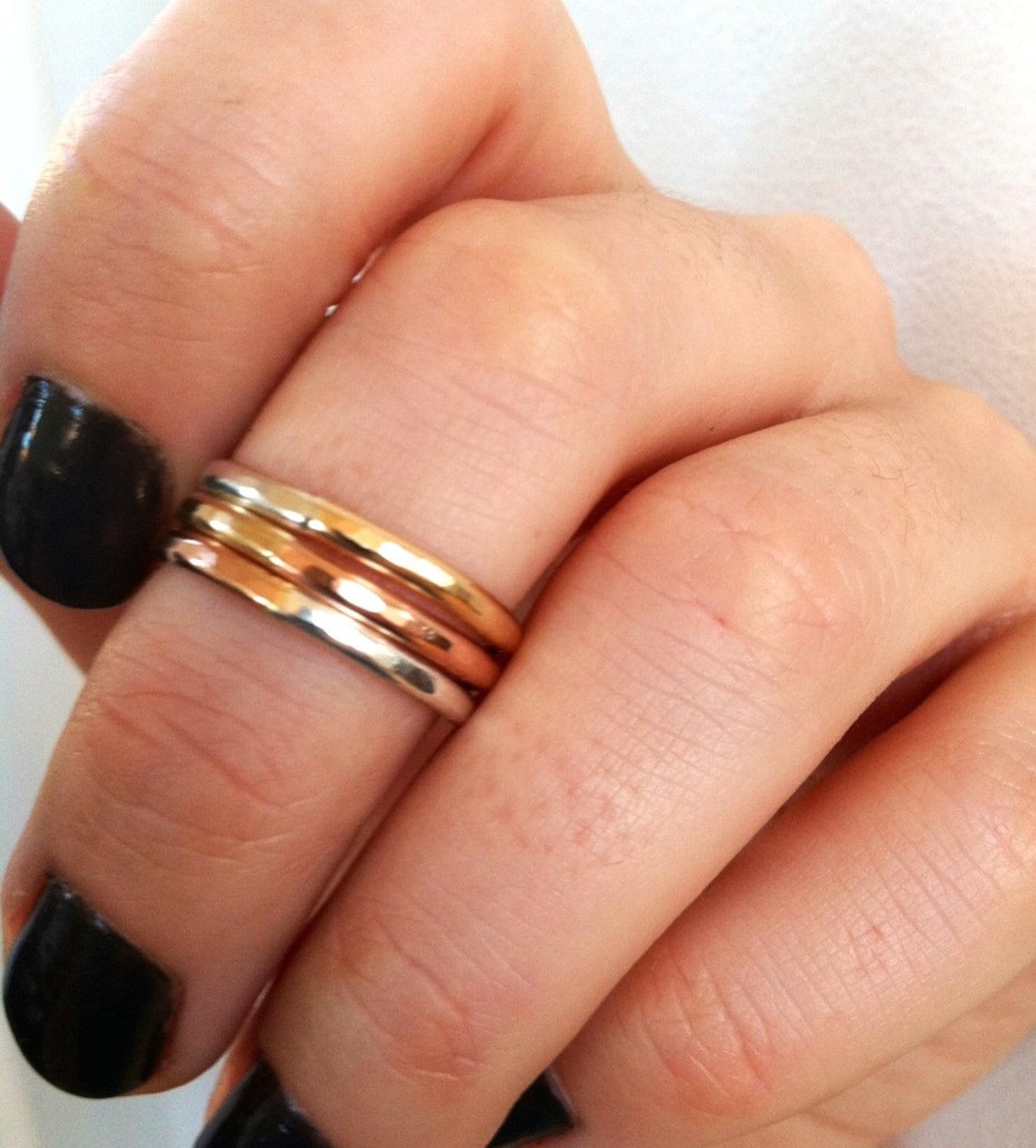 Set of 3 Aura Rings Stacking Ring Set 3 Metals in 1 Ring | Etsy