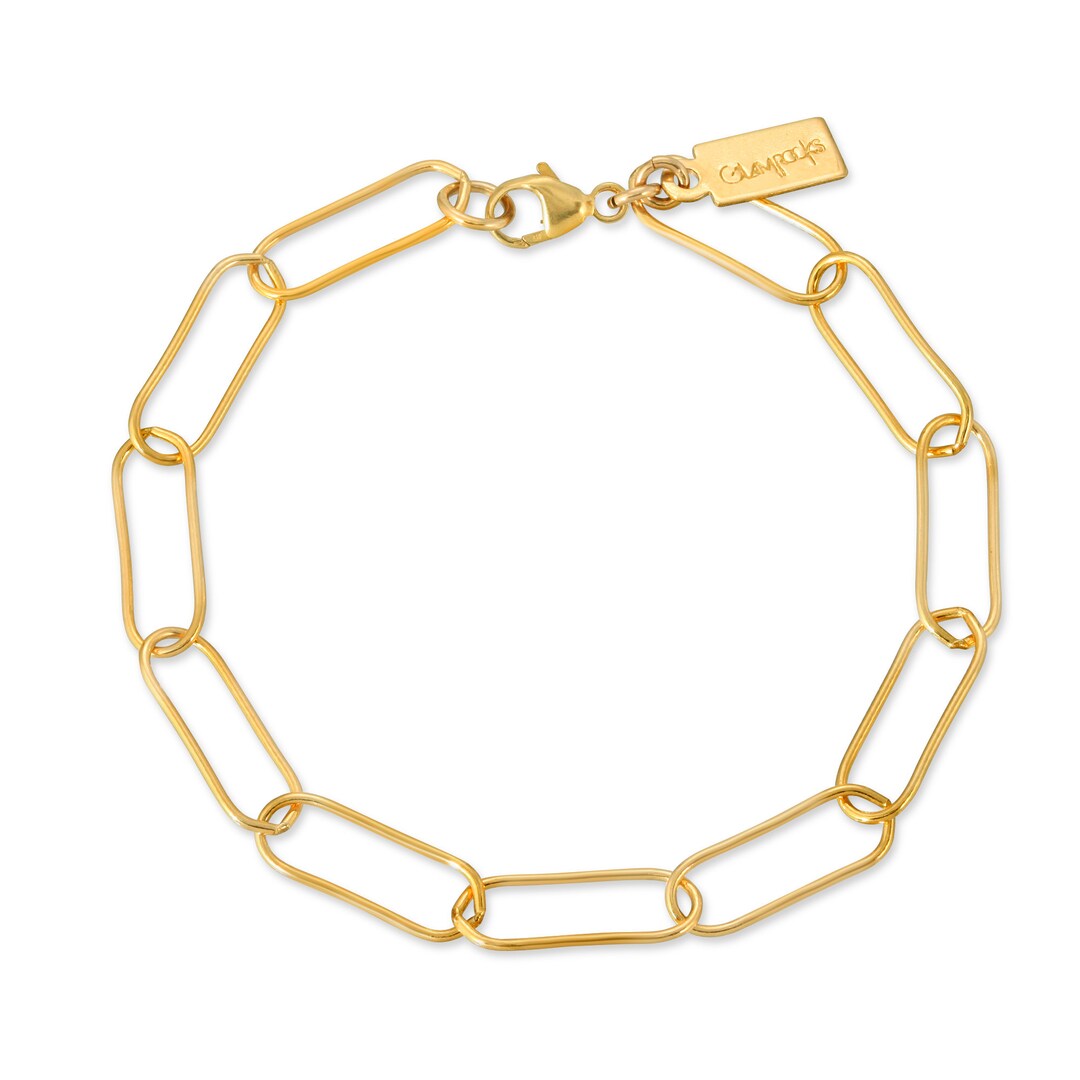 14K Gold Filled Link Chain Bracelet, Paperclip Style - Etsy