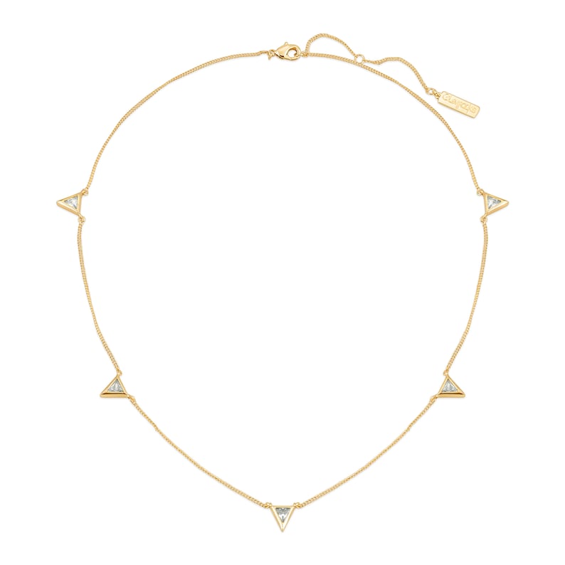 Trillion Necklace, Gold CZ Triangle Gemstone Necklace, Delicate Gold ...