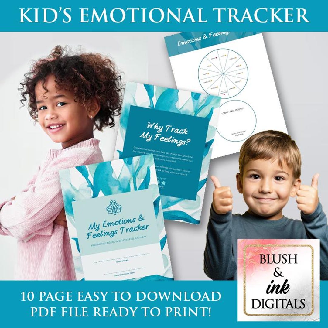 Emotions and Feelings Tracker for Kids | Childrens Well Being Planner ...