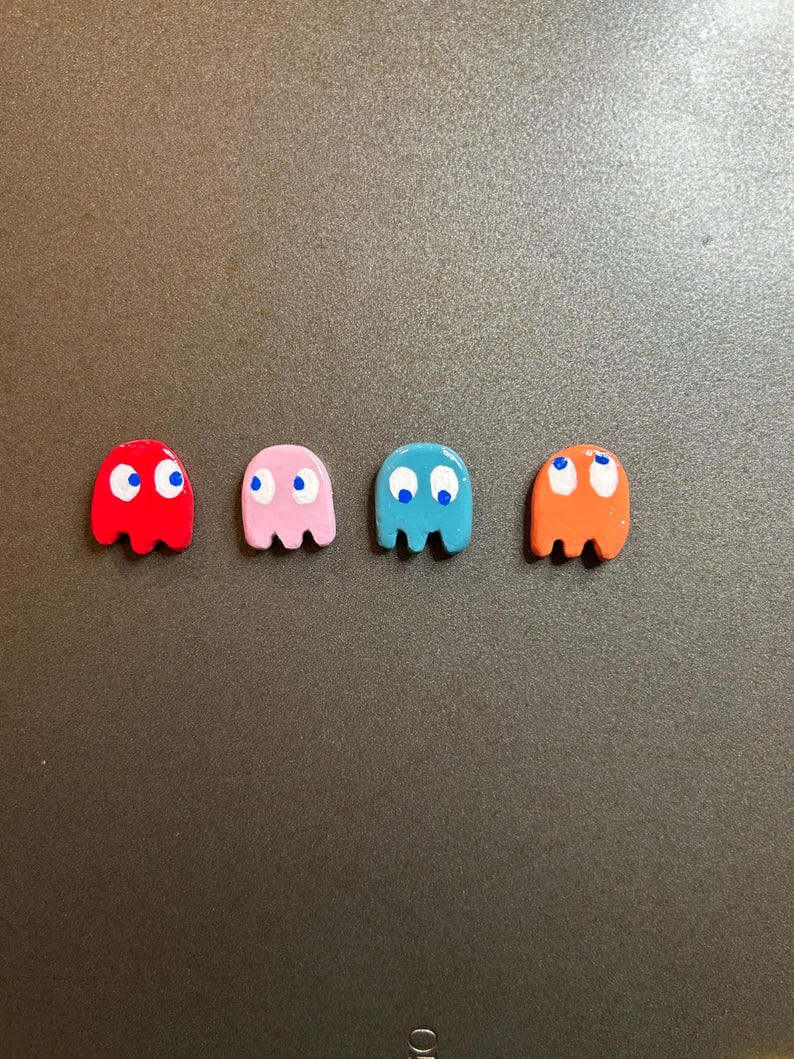 Pac-man Magnet Set- Retro 80s Nostalgia for Your Space- Handmade Clay ...