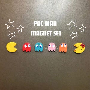 Pac-man Magnet Set- Retro 80s Nostalgia for Your Space- Handmade Clay ...