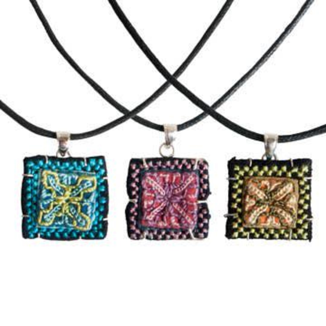 Hmong Sm. Square Pendant Necklace, Vietnam - Etsy
