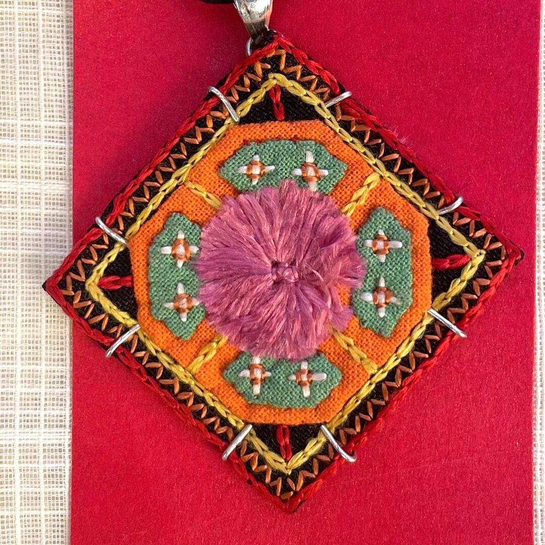 Hmong Md. Diamond Necklace, Vietnam - Embroidered Pendant - Etsy