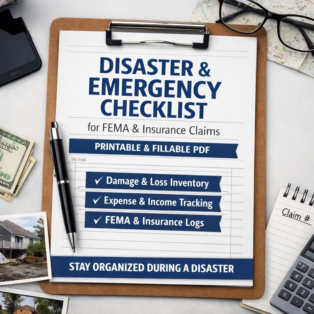 Disaster & Emergency Checklist Printable+fillable PDF - Etsy