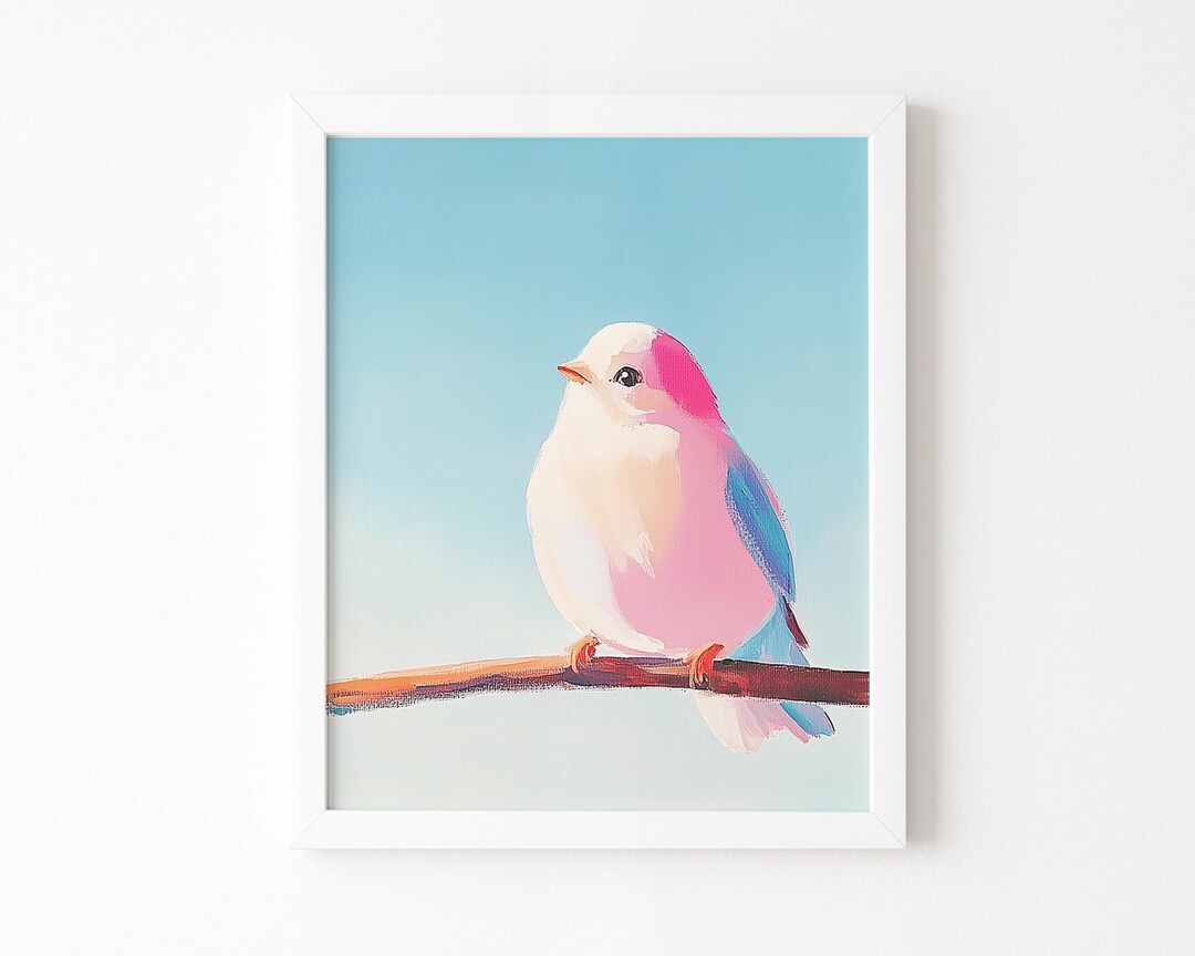 Printable Songbird Wall Art, Soft Pastel Bird, Cute Nursery Decor ...