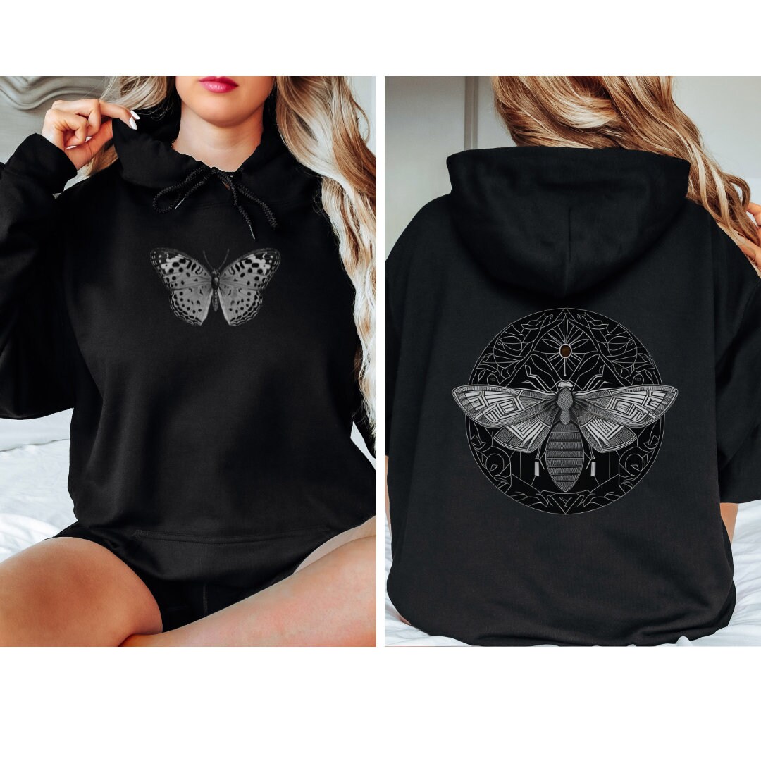 Moth Hoodie, Edgy Romantic Goth Aesthetic Clothing, Oversized Trendy ...