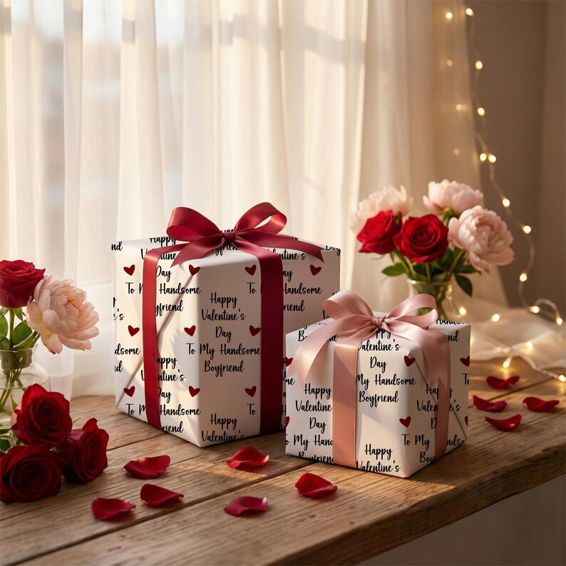 Handsome Boyfriend Gift Wrap Paper, Valentine for Him, Romantic ...