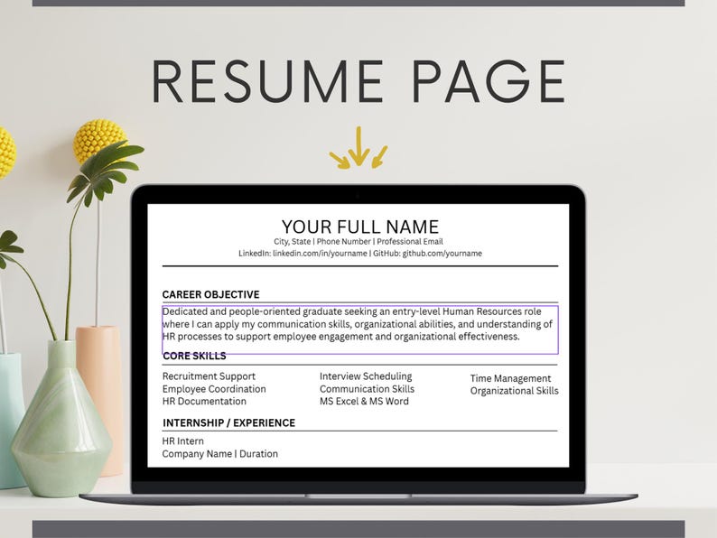ATS HR Resume Template With Cover Letter | Editable Canva Resume for ...