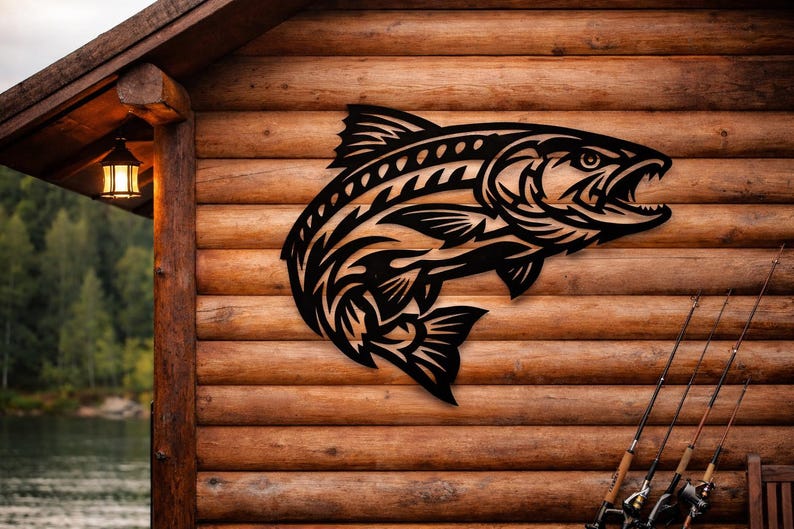 Salmon CNC Plasma Cut File | Fish Dxf Svg Png | Metal Wall Art Design ...
