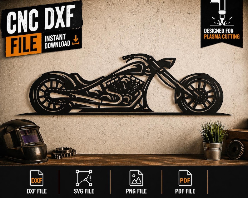 Custom Chopper Motorcycle DXF | CNC Plasma Cut File | Svg Png Pdf ...