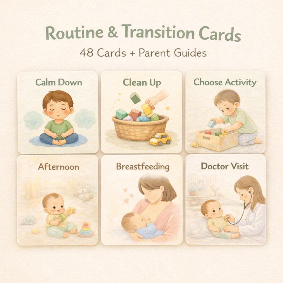 Routine Transition Cards | Toddlers Visual Schedule Calm Parenting ...