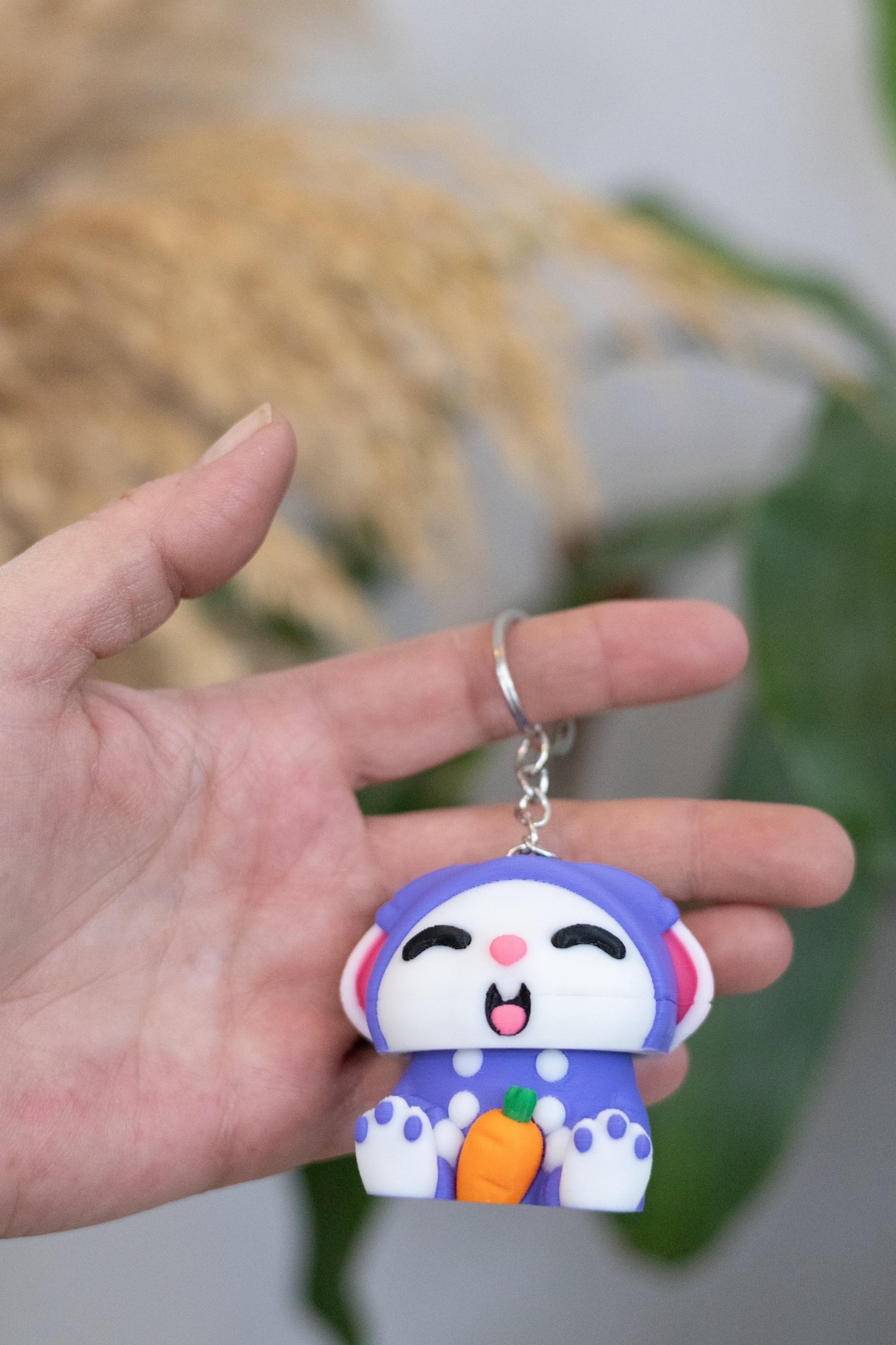 Cozy Rabbit Clicker Keychain, 3D Printed Bunny Fidget Toy With Carrot ...