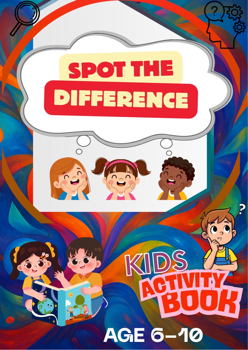 Spot the Difference Activity Book: Visual Thinking, Focus for Kids 6-10 ...
