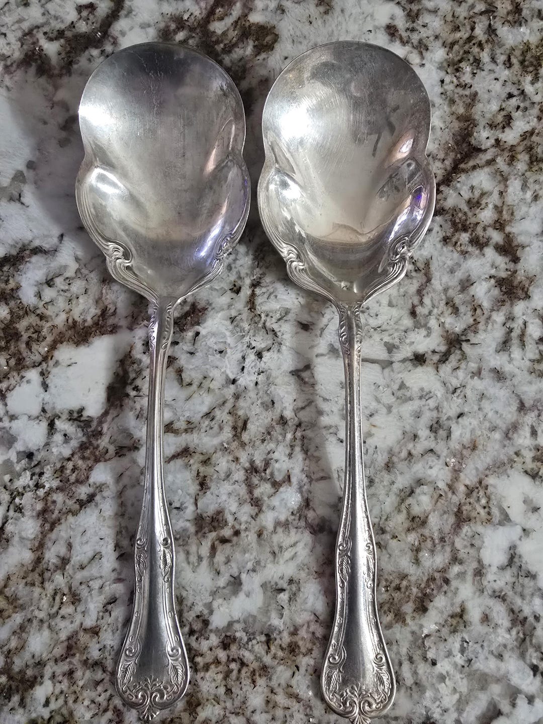 Vintage National Silver Co. Serving Spoons (set of 2) – Ornate Floral ...