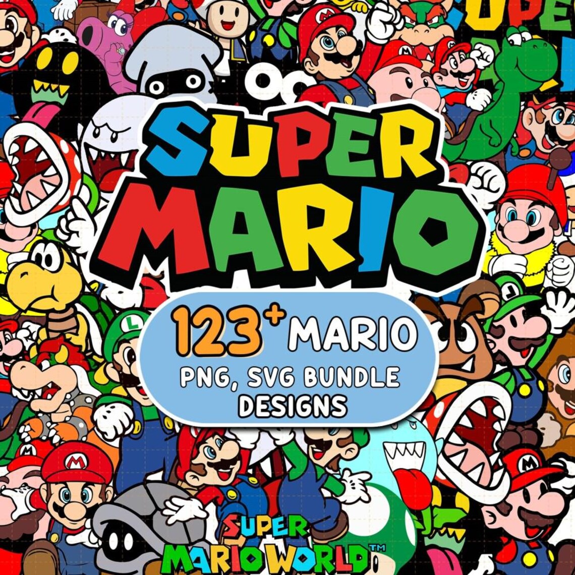 250+ Super Mario PNG Bundle, Mario Cut Files, Mario Clipart, Super ...