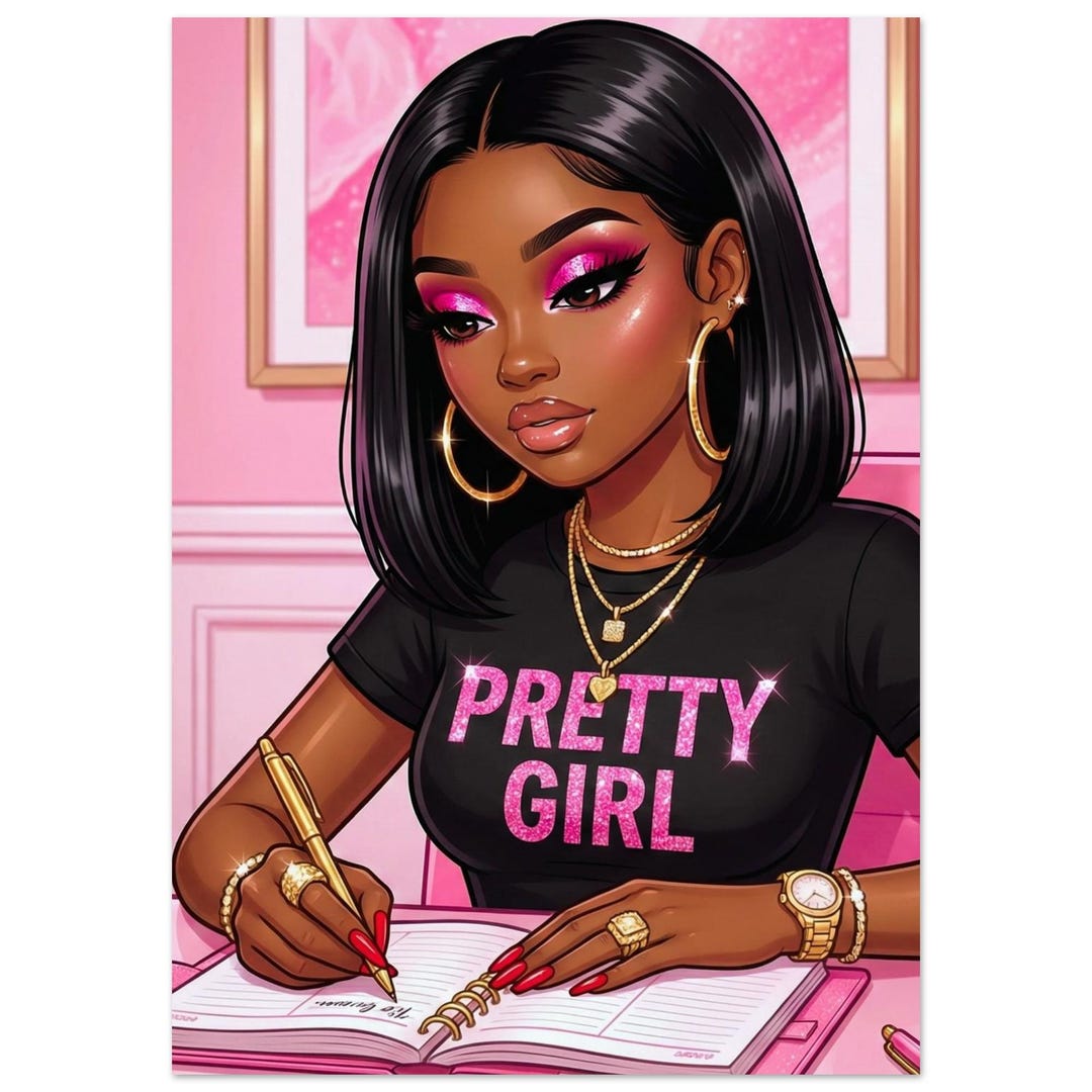 Pretty Girl Poster — Glam Desk Art Print for Bedroom & Office - Etsy
