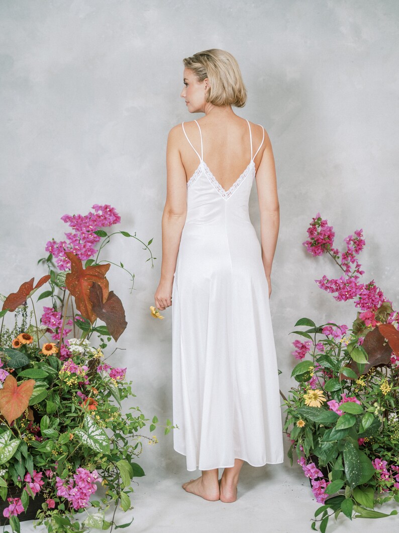 Vintage 80s White Sheer Lace Lingerie Nightgown Bridal Boudoir Etsy