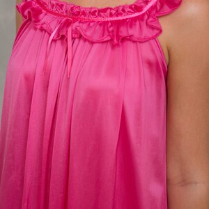 Pink Satin Ruffle Neglige Vintage 90s Lingerie bridal Boudoir slip ...