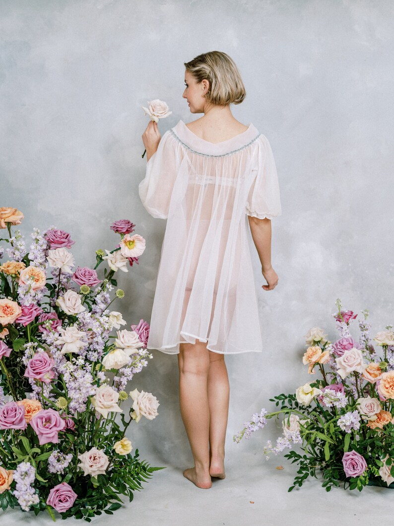 Vintage 60s Sheer Pleated Cape Peignoir Lingerie Bridal Robe - Etsy