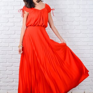 Vintage 70s Red Maxi Dress Draped Accordion Pleated Full - Etsy