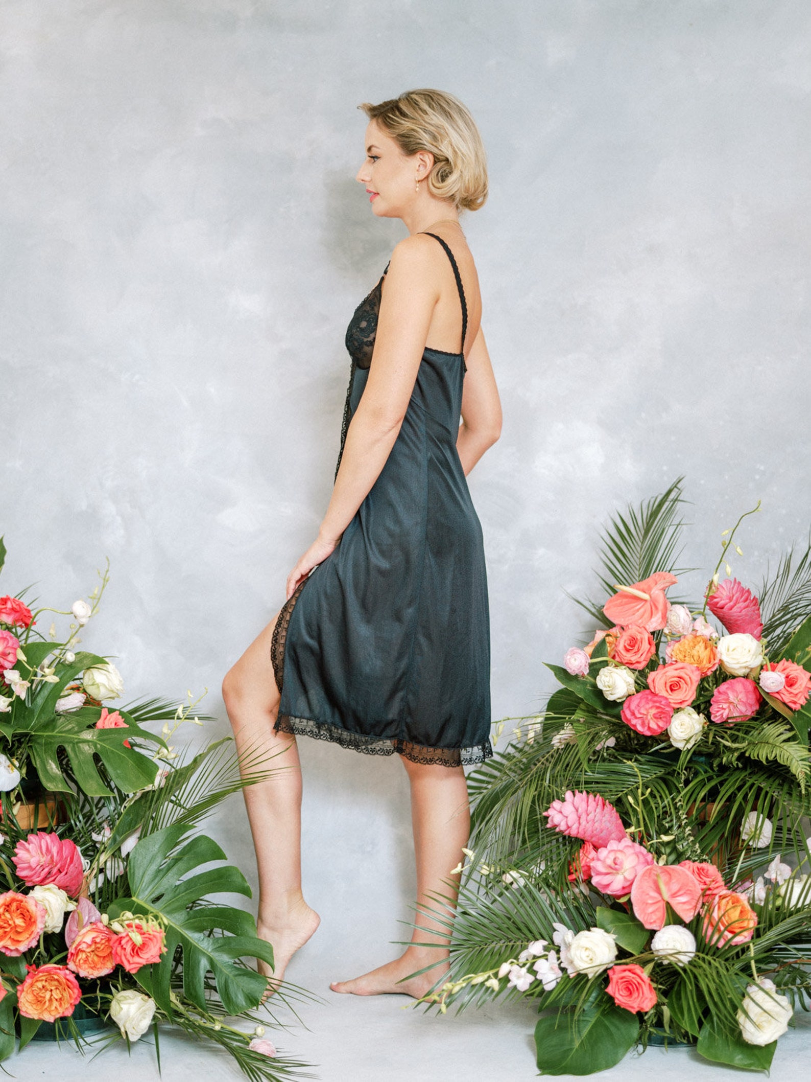 Vintage 60s 70s Black Lace Sheer Neglige Nightgown Bridal - Etsy