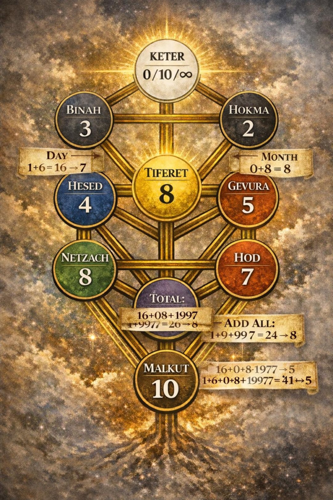 Mini Kabbalah Numerology | 10 Sefirot Tree of Life Snapshot | Naam Yoga ...