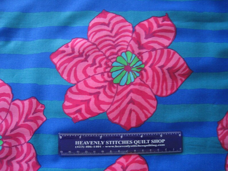 Kaffe Fassett Zebra Lily Fabric: Blue Teal Pink Stripes - Half Yard - Etsy