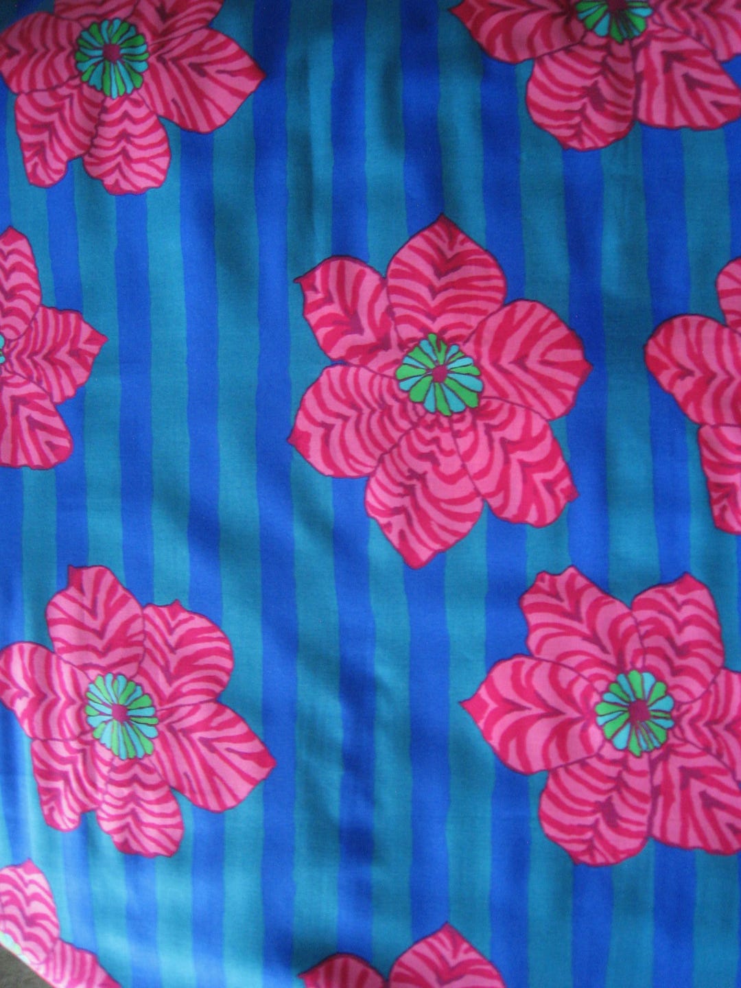Kaffe Fassett Zebra Lily Fabric: Blue Teal Pink Stripes - Half Yard - Etsy
