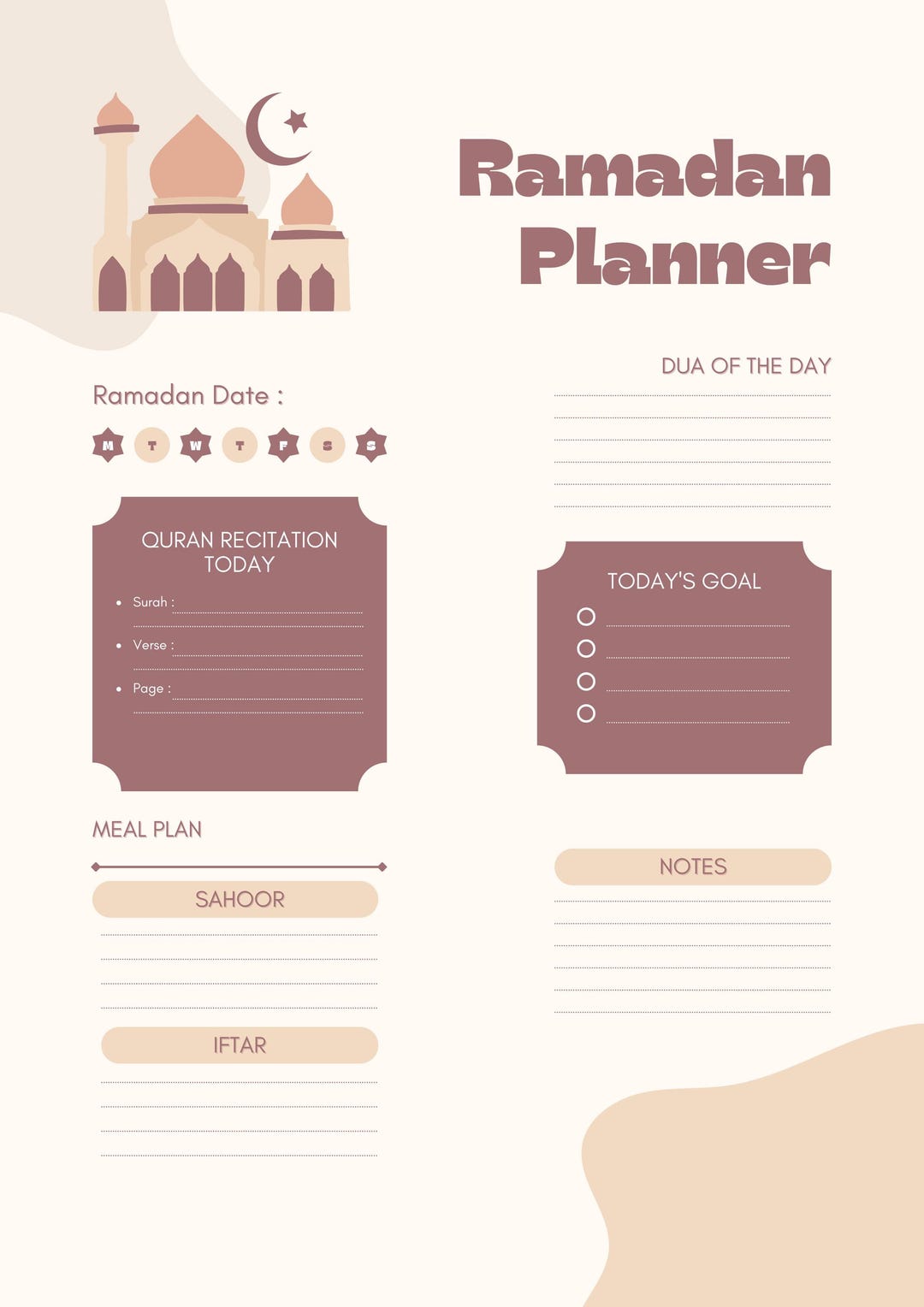 Ramadan Planner Printable – Digital Islamic Planner - Etsy