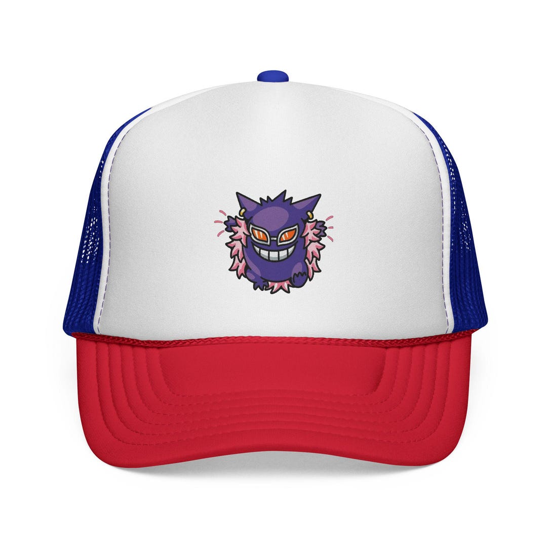 Genga Face Illustration Trucker Cap | Pokemo Inspired Trucker Cap - Etsy