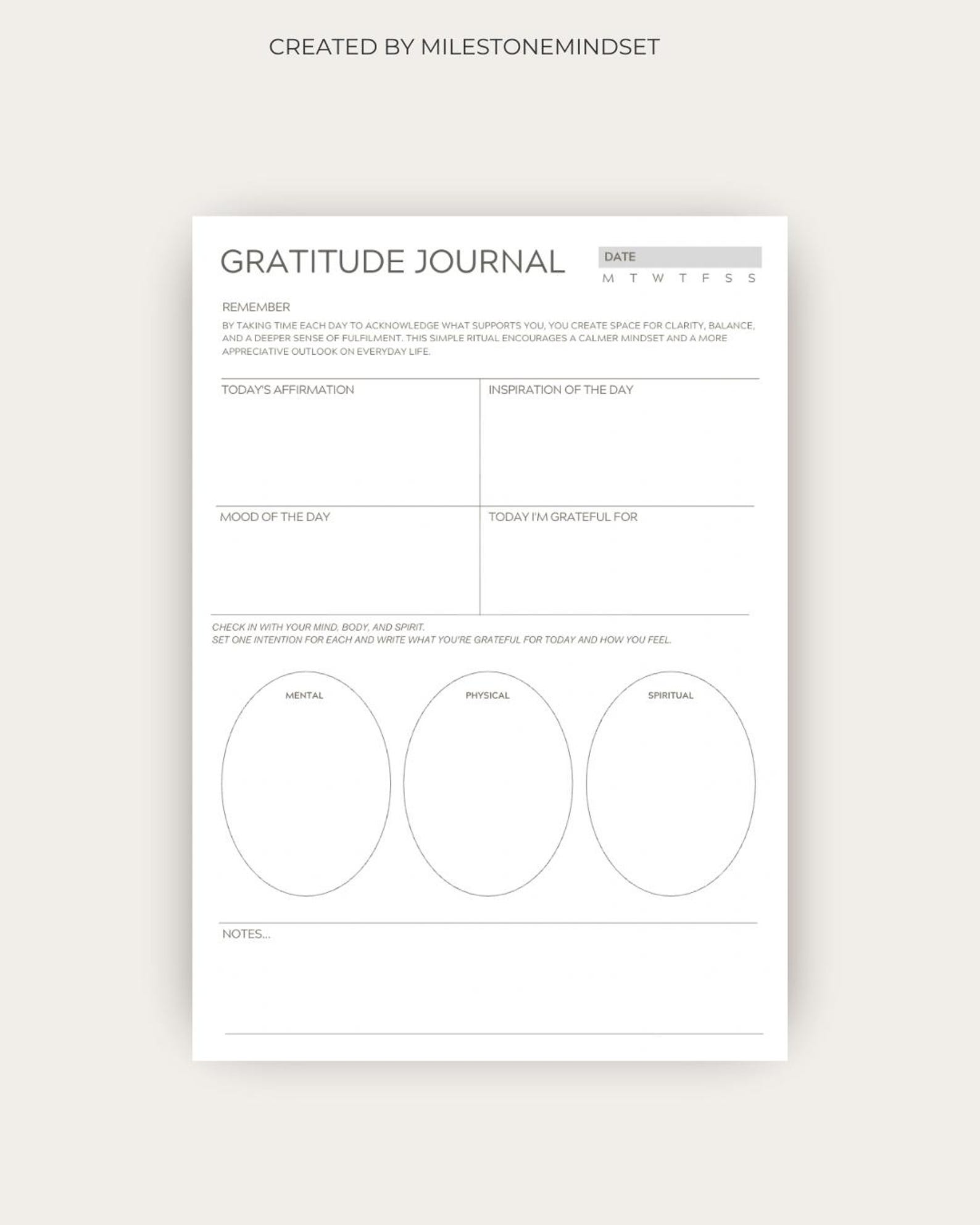 Weekly Gratitude Journal Printable Template, Gratitude Diary, Daily ...