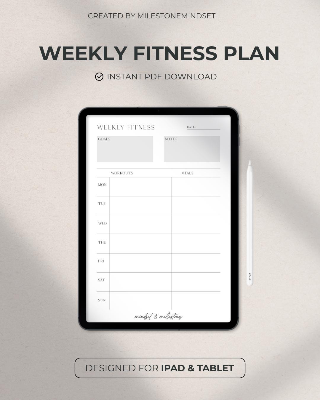 Weekly Fitness Planner Printable, Workout Planner, Goals, Notes A4/a5 ...