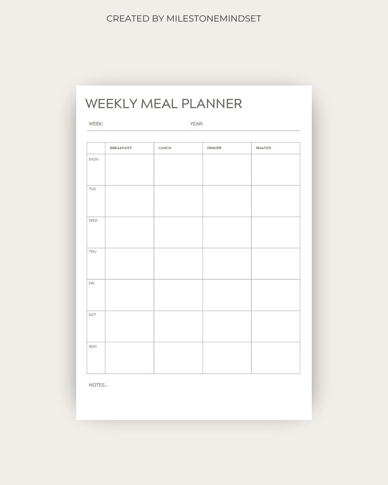 Weekly Meal Plan Printable, 7 Day Meal Planner, Meal Prep Planner A4/a5 ...