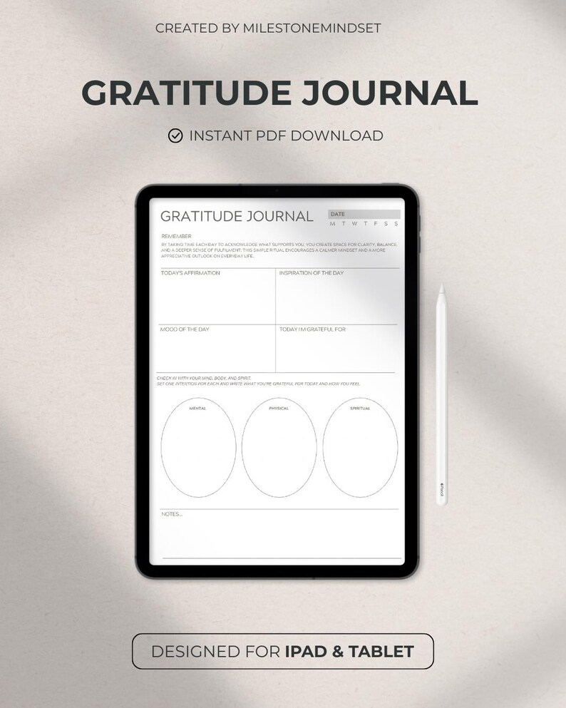 Weekly Gratitude Journal Printable Template, Gratitude Diary, Daily ...