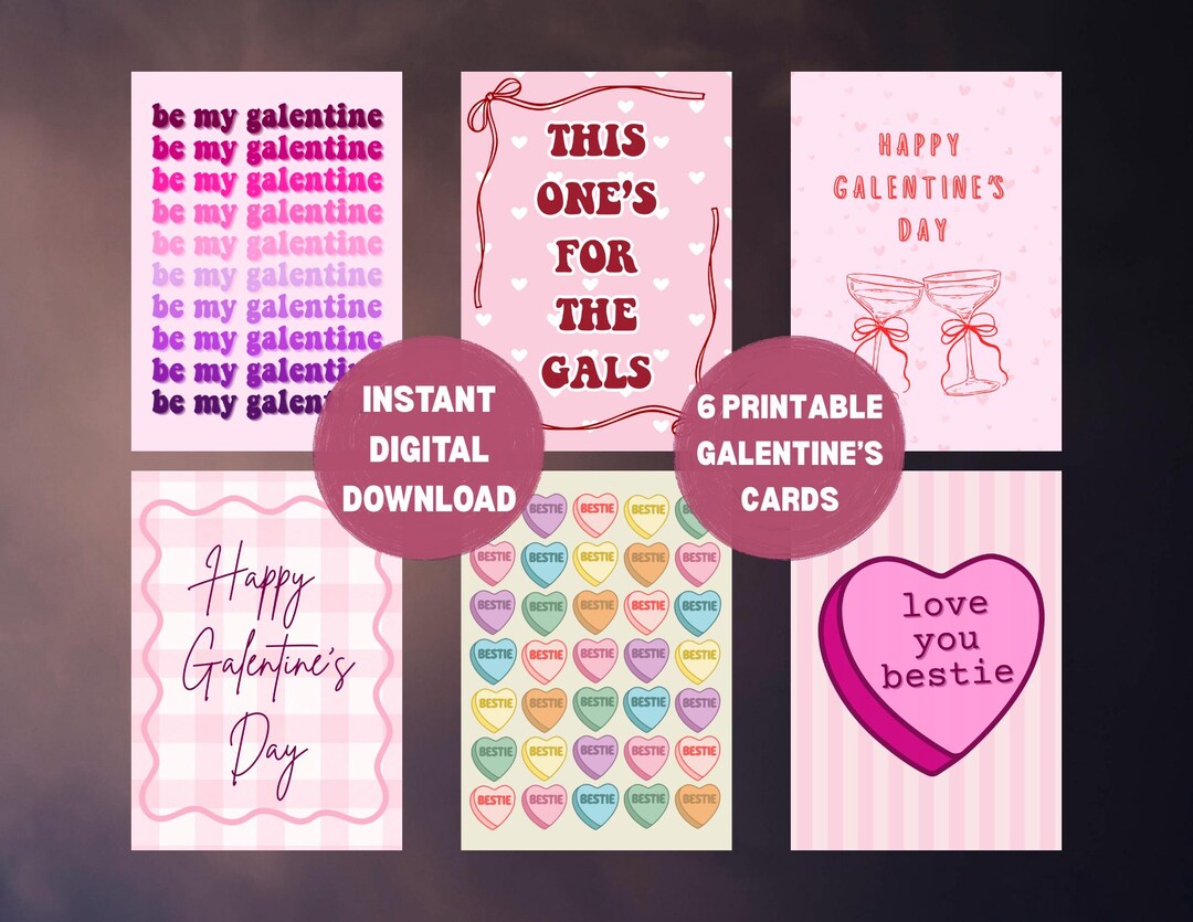 Galentine's Day Printable Cards | Instant Digital Download | Galentine ...