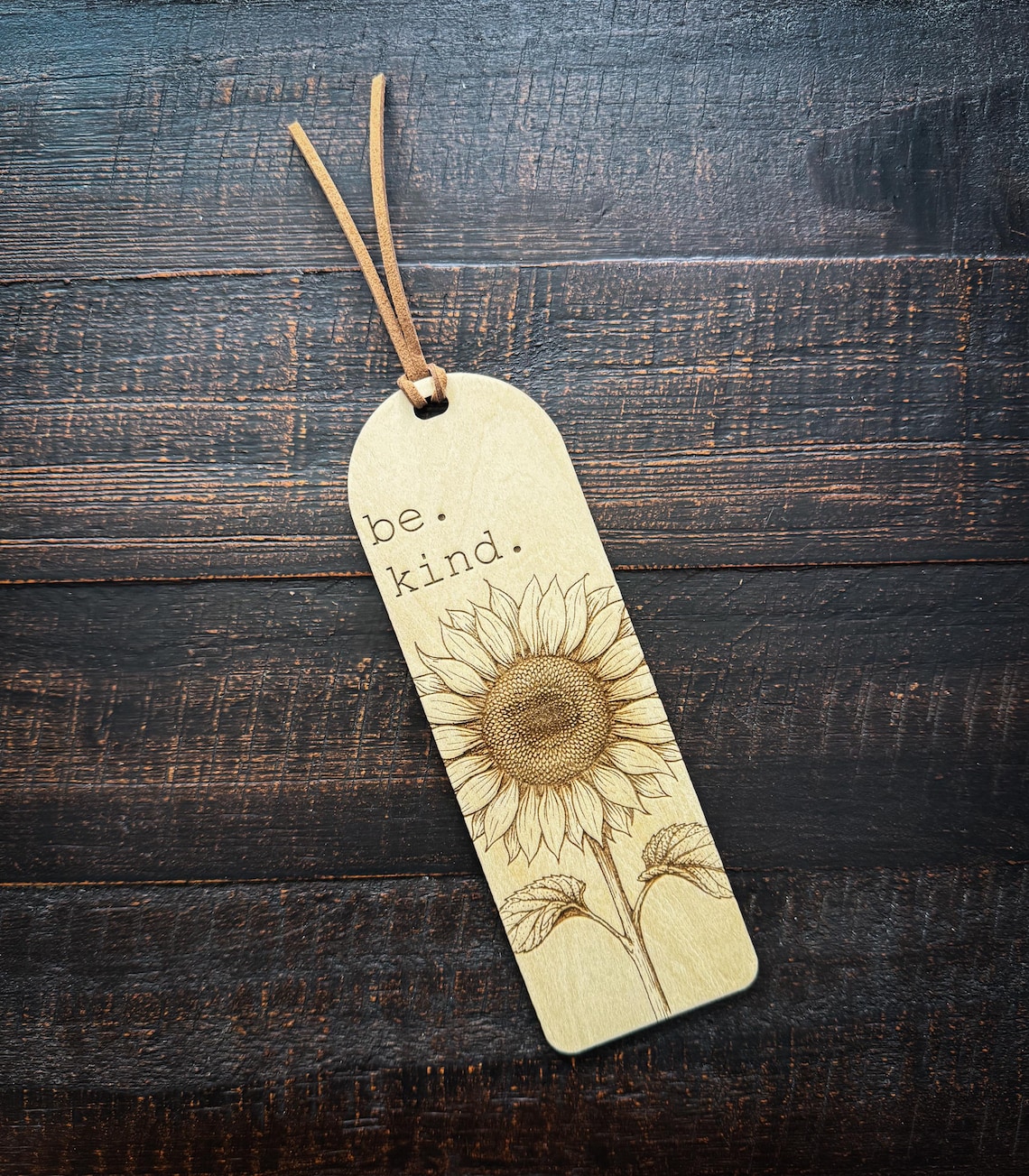 Sunflower Wooden Bookmark | Be Kind | Book Lover Gift - Etsy