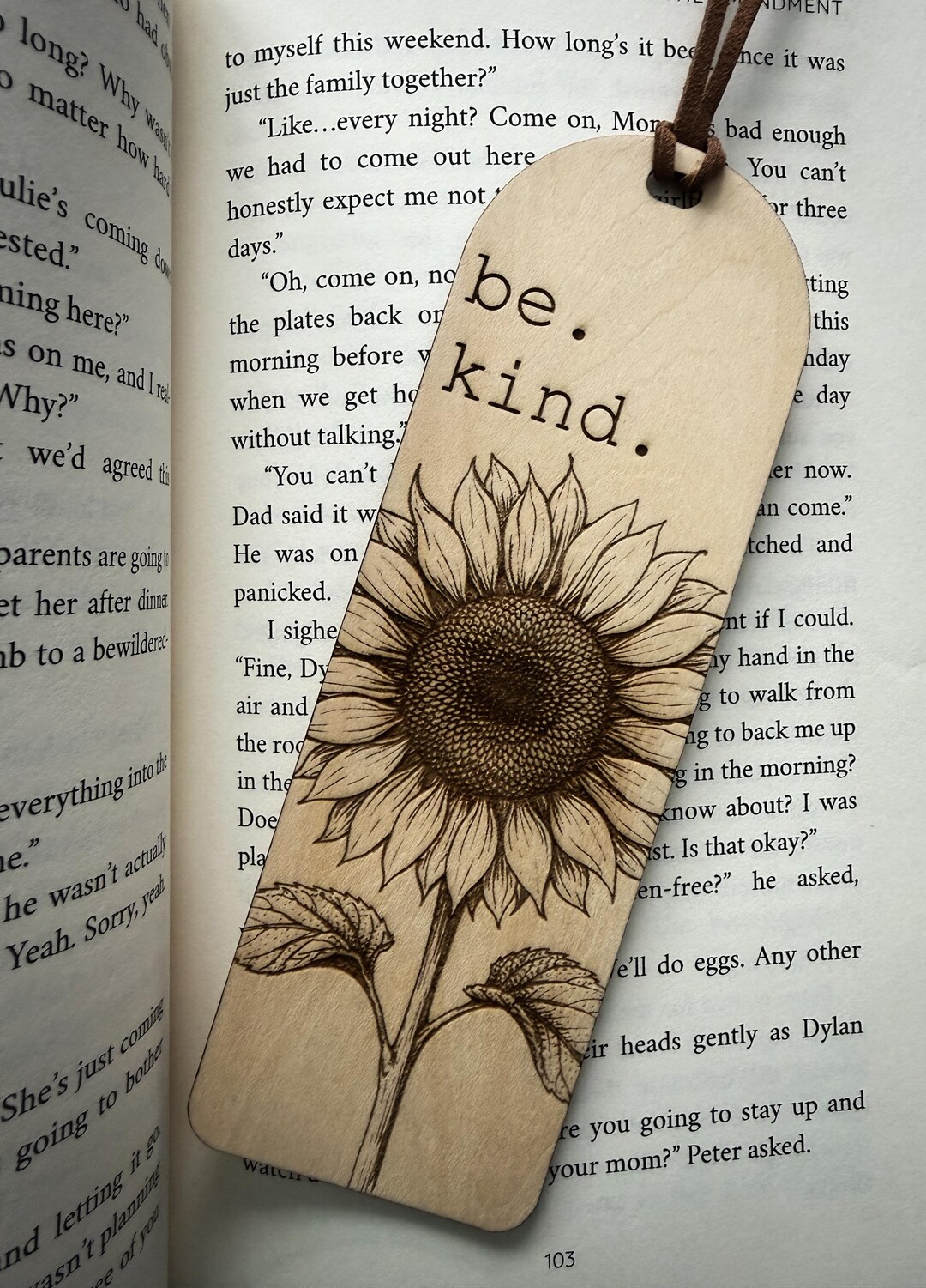 Sunflower Wooden Bookmark | Be Kind | Book Lover Gift - Etsy