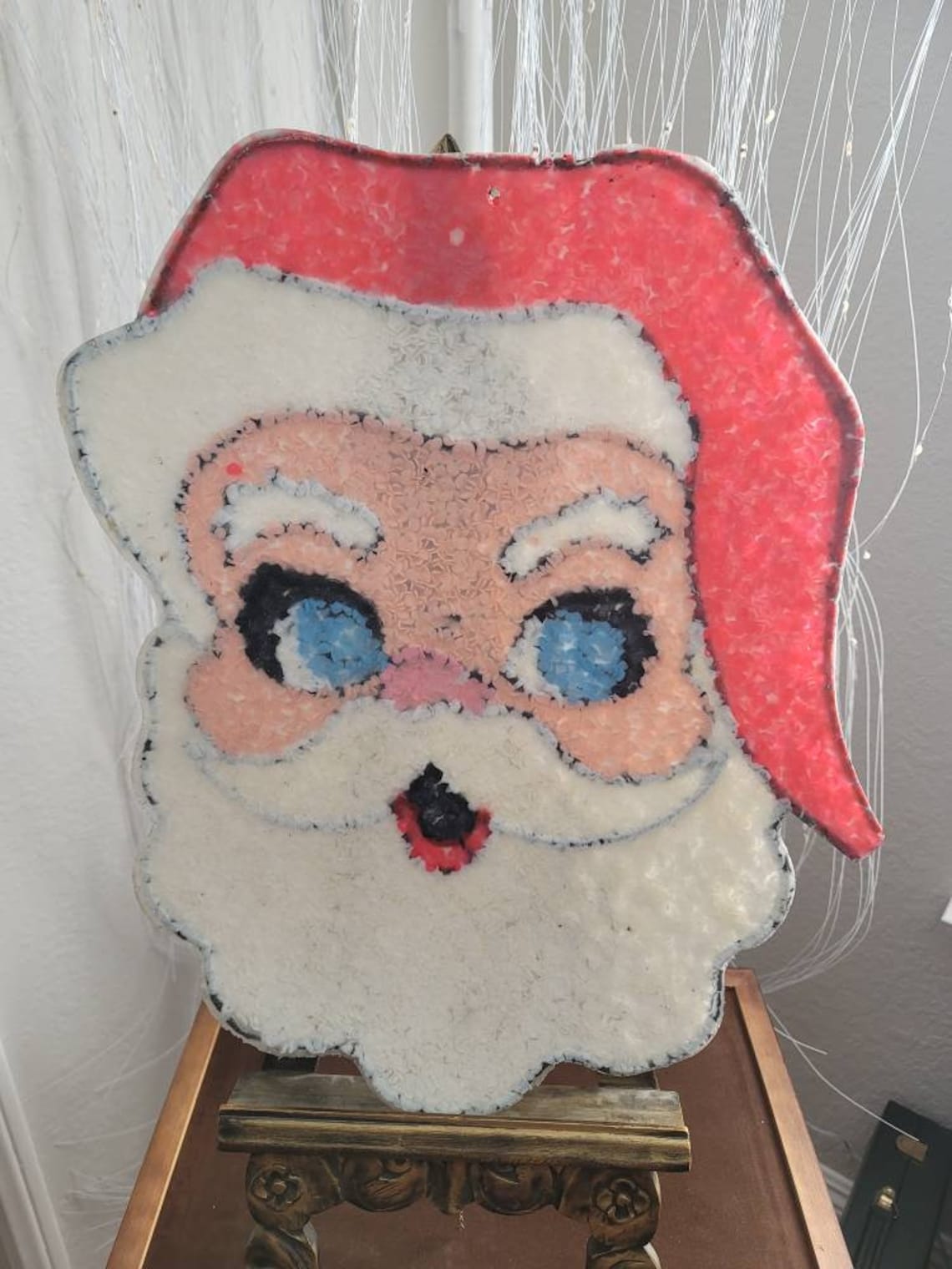Vintage Plastic Popcorn Santa Head Decoration | Mid Century Plastic ...