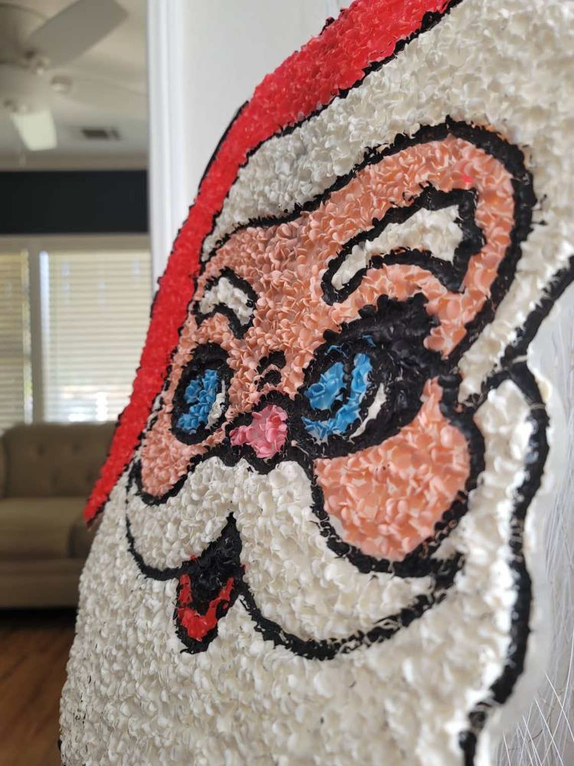 Vintage Plastic Popcorn Santa Head Decoration | Mid Century Plastic ...