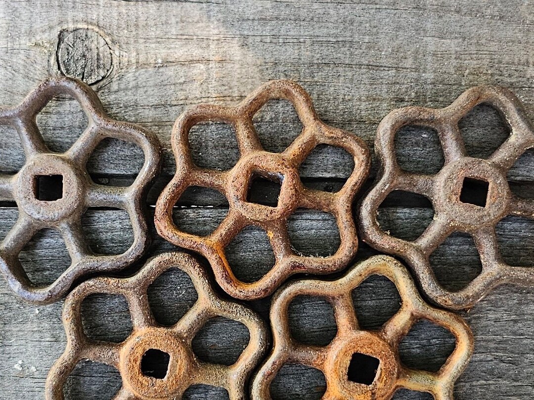 One ( 1 ) Rusty Metal Flower Shaped Garden Faucet Spigot Handle / Knob ...