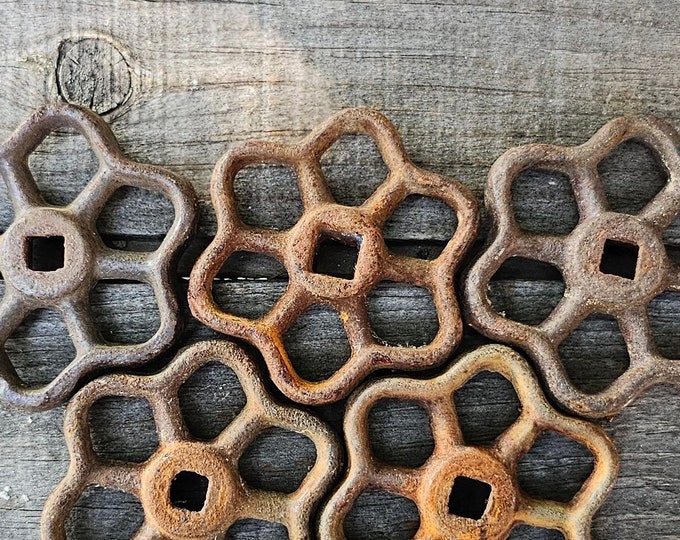 One ( 1 ) Rusty Metal Flower Shaped Garden Faucet Spigot Handle / Knob ...