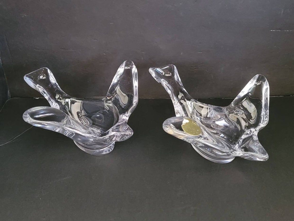 Pair of Vintage Princess House Crystal Doves | French Leaded Crystal ...
