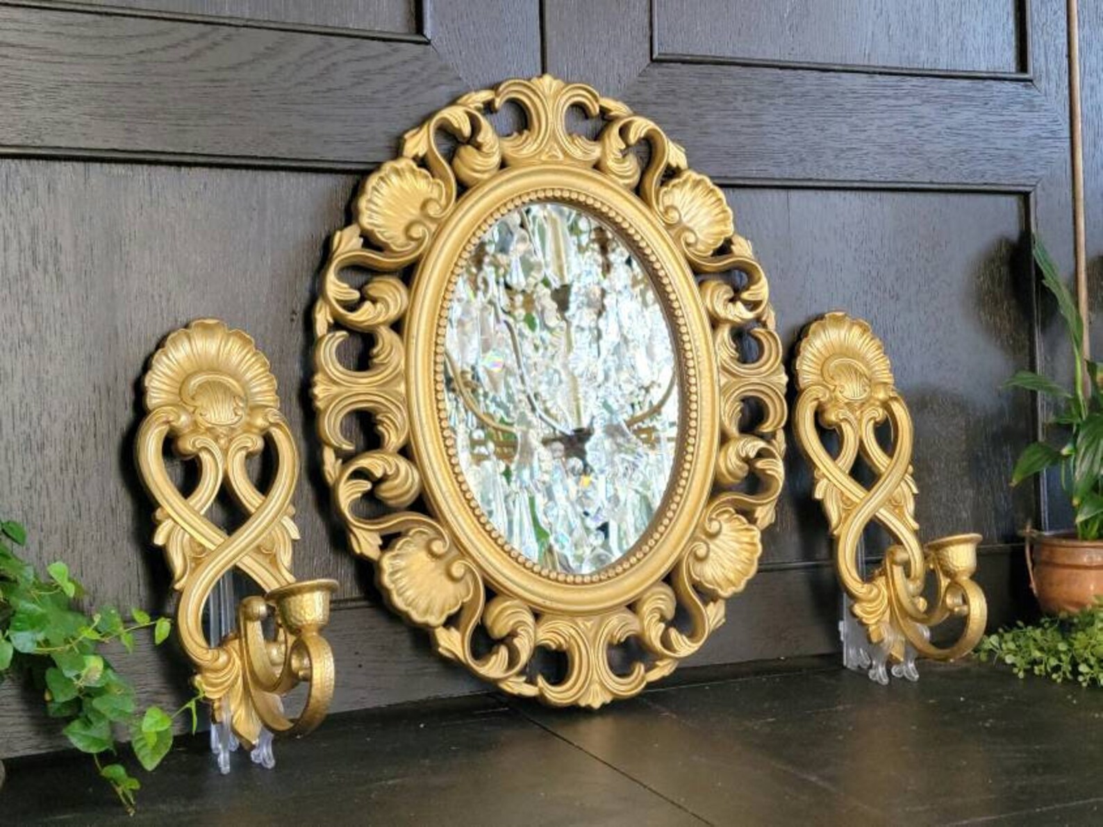 Vintage 19 Ornate Gold Clam Shell Wall Mirror With Pair | Etsy