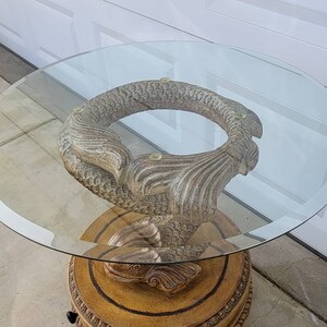 Asian Chinoiserie Dolphin Koi Fish Side Table With Drawer Eclectic ...