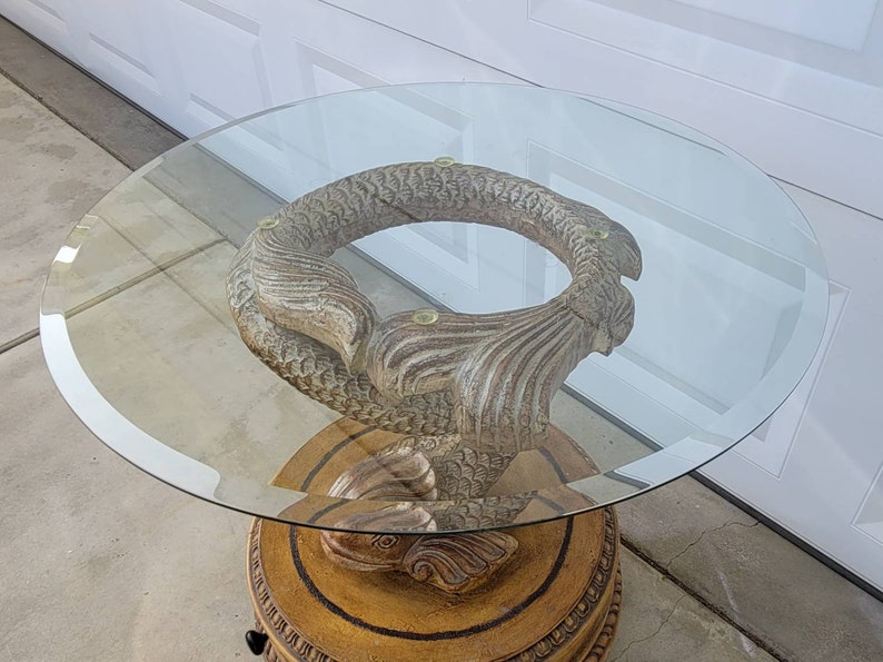 Asian Chinoiserie Dolphin Koi Fish Side Table With Drawer - Etsy